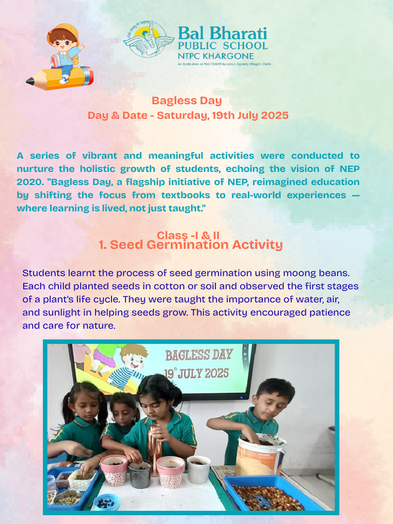 Report Name of the Activity - Bagless Day Day & Date - Saturday, 19th ...