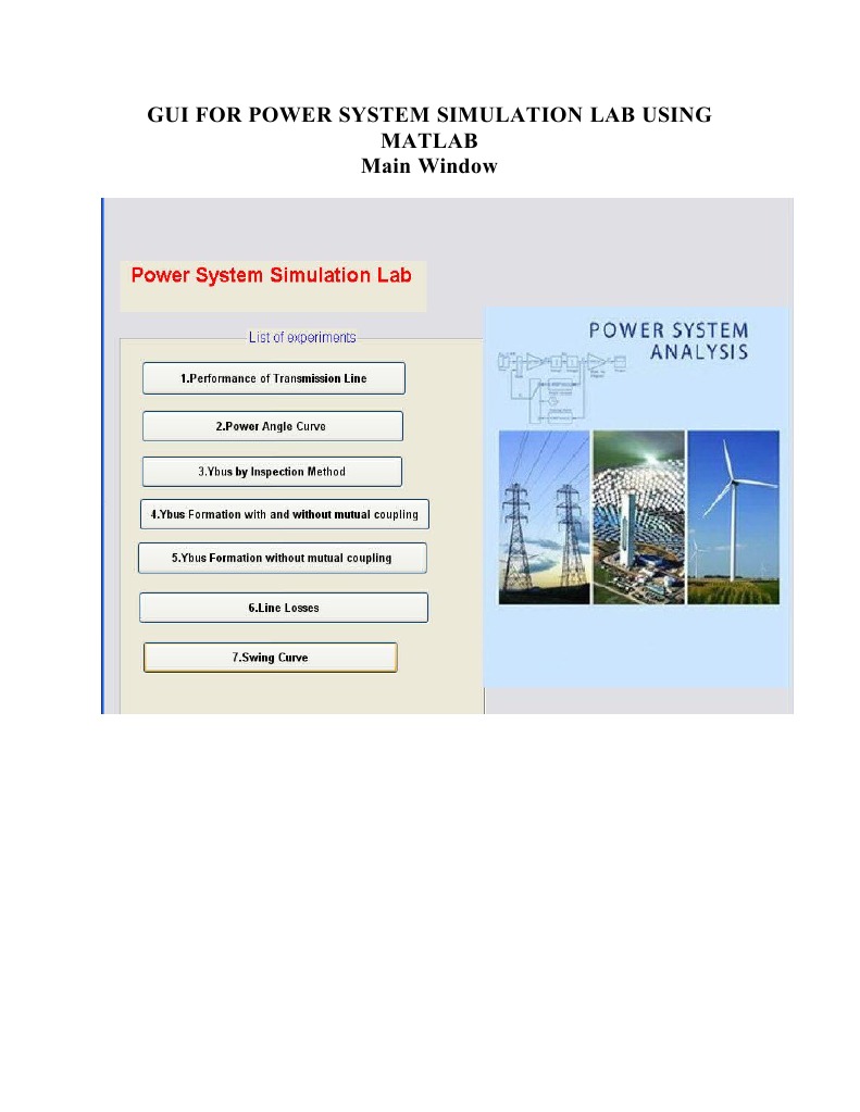 Gui For Power System Simulation Lab Using Matlab Main Window | PDF