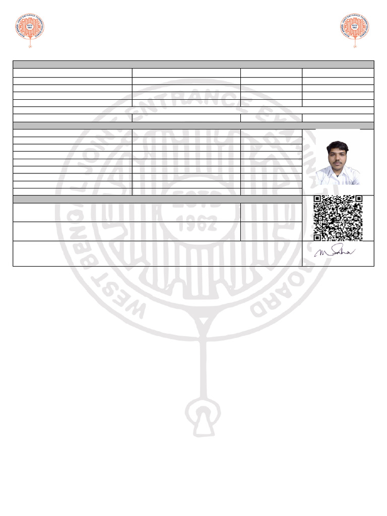 WBJEE 2024 Rank Card for Aditya Ghosh | PDF | Higher Education ...