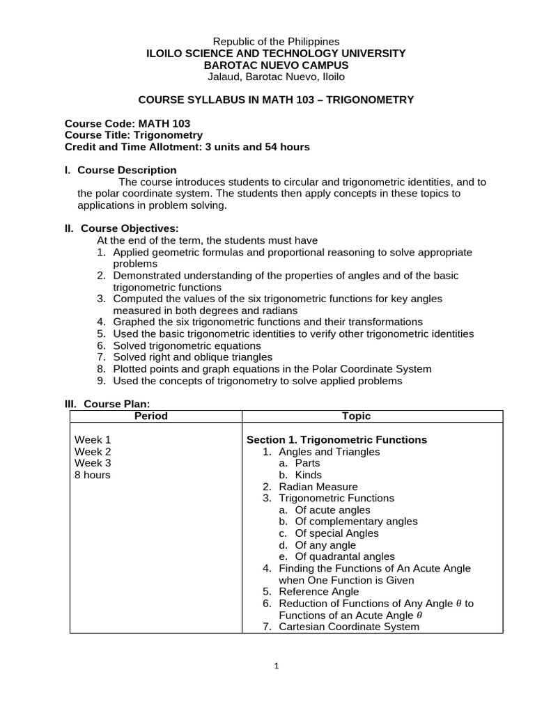 Module 1 Trigonometric Functions | PDF | Trigonometry | Trigonometric ...