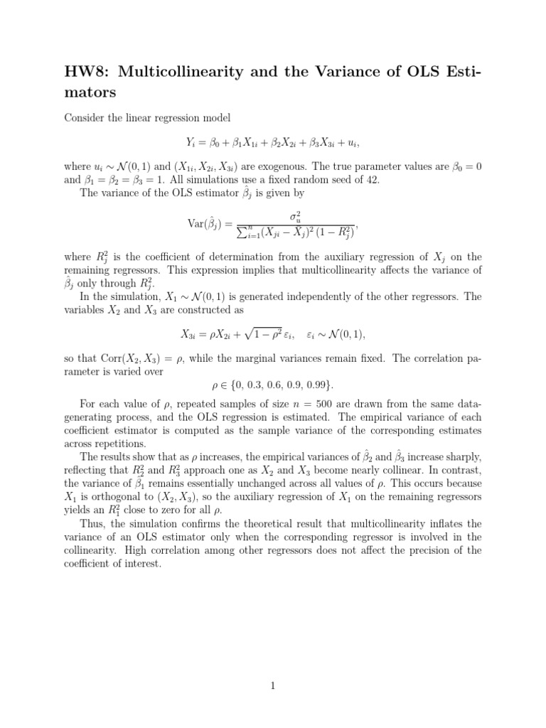 Impact of Multicollinearity on OLS Variance | PDF