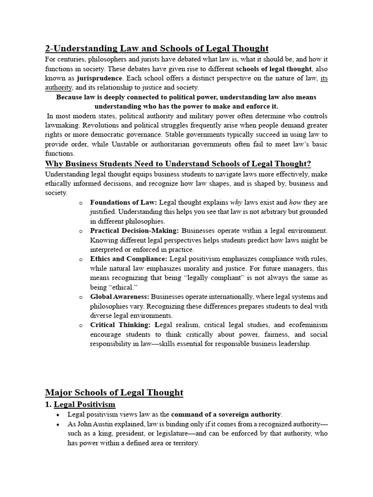 Schools of Legal Thought Explained | PDF | Decree | Natural Law