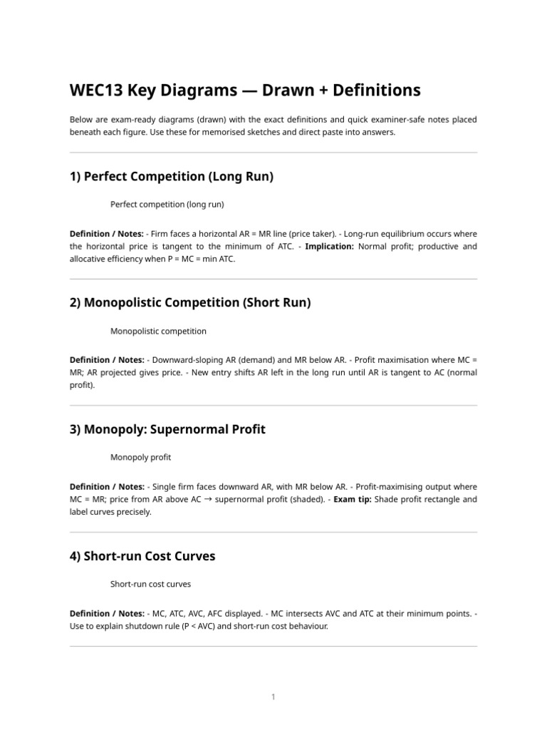 Wec13 Key Diagrams — Drawn + Definitions | PDF | Profit (Economics ...