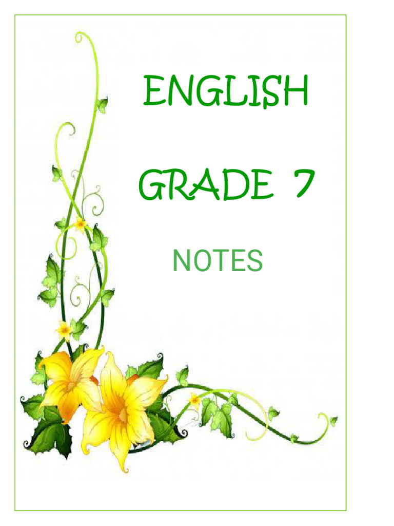 Grade 7 English Language Notes | PDF | Noun | Sentence (Linguistics)