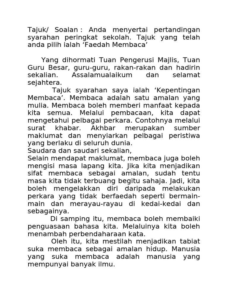 Syarahan Faedah Membaca | PDF