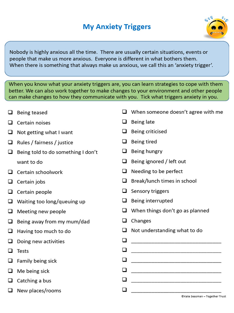 Anxiety Triggers Worksheet46 Read Only | PDF