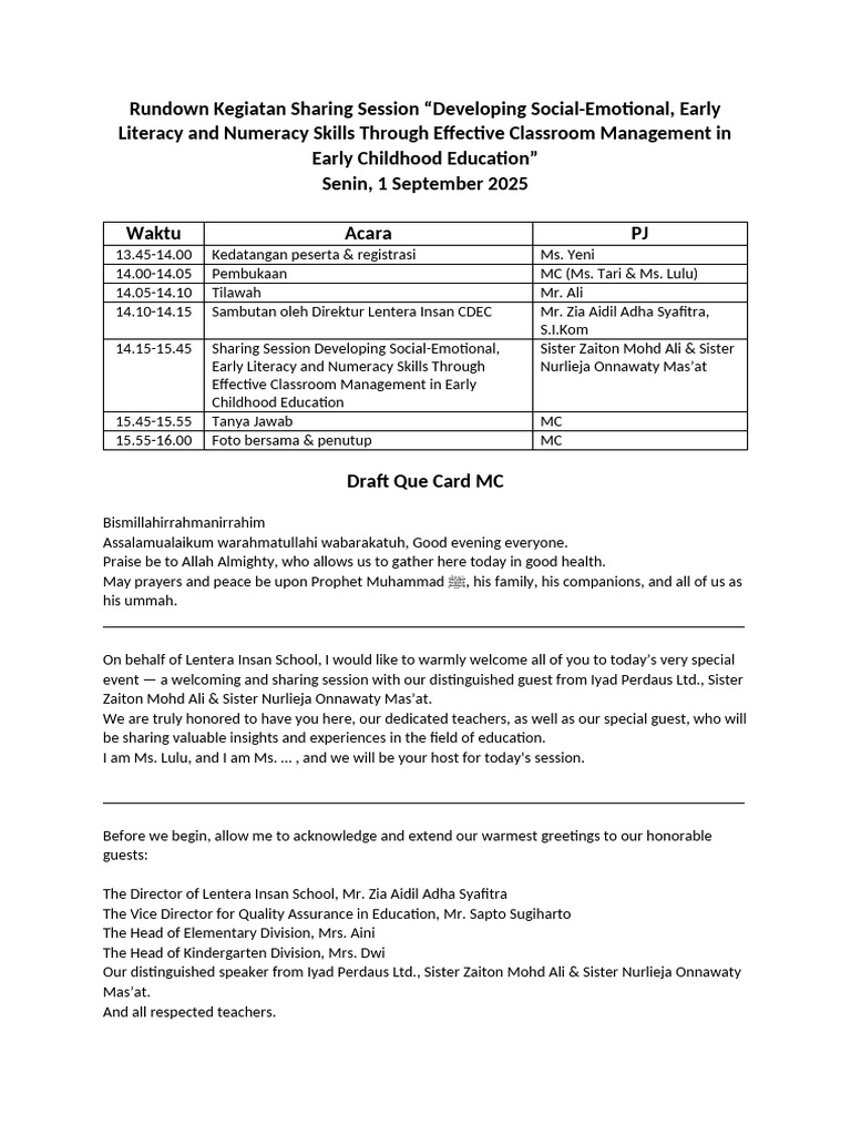 Draft Que Card MC | PDF