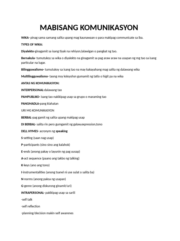 MABISANG KOMUNIKASYON | PDF