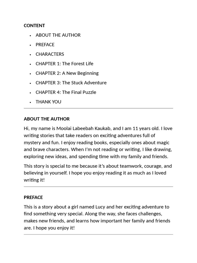 Lucy's Forest Adventure Story | PDF