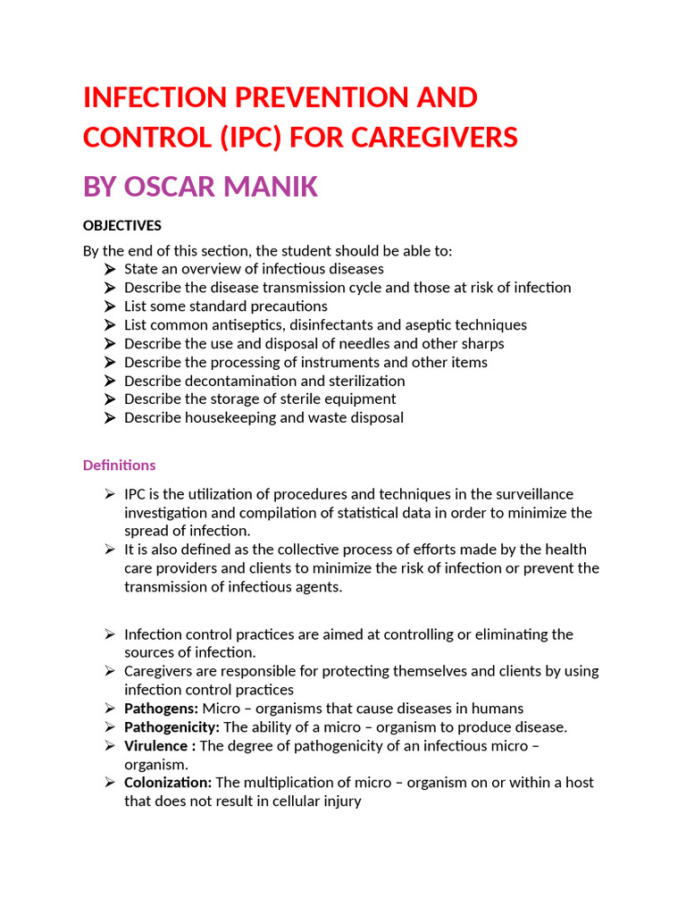 Infection Control | PDF | Infection | Sterilization (Microbiology)