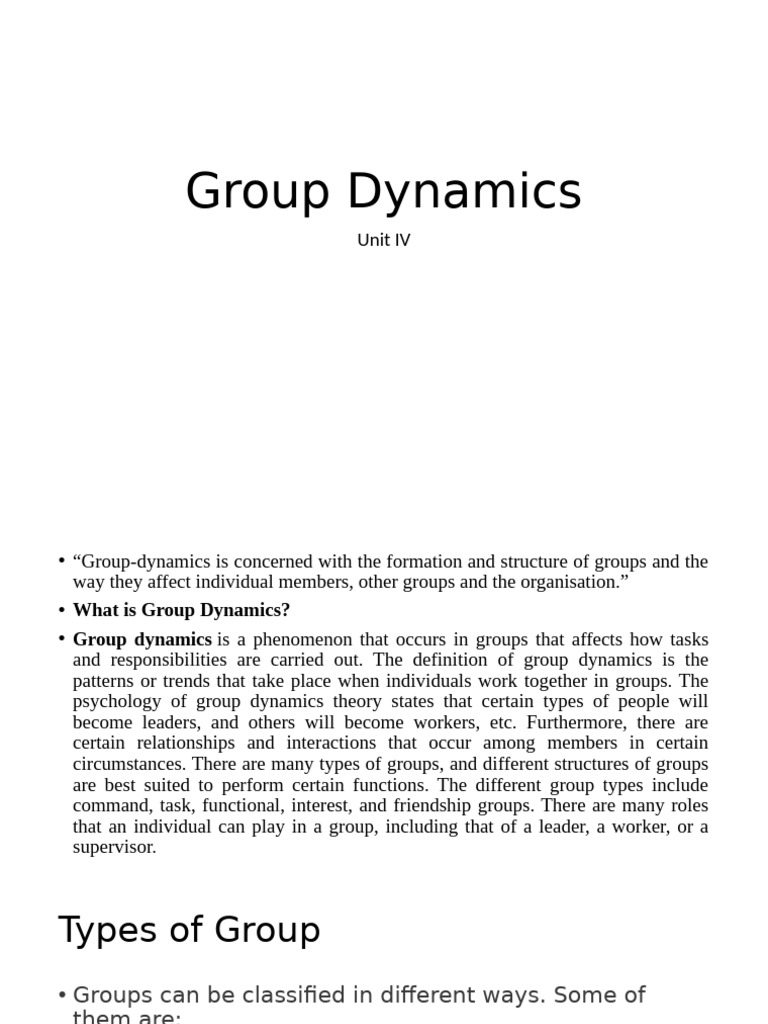 Unit IV | PDF | Group Cohesiveness | Collaboration
