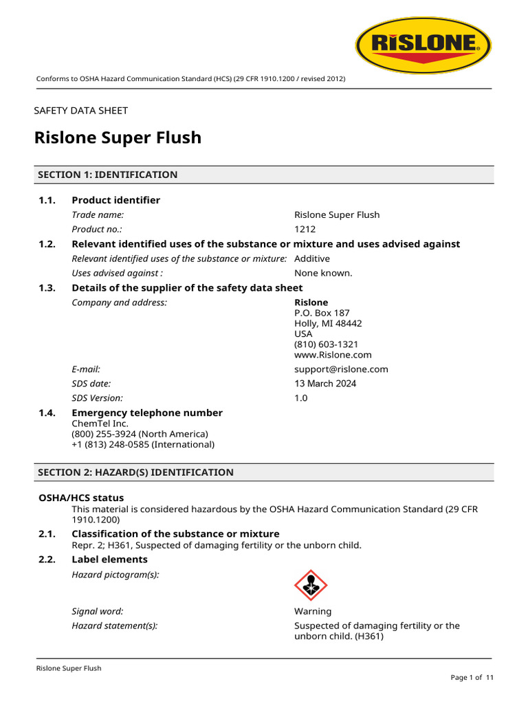 1212-SDS-1 | PDF | Dangerous Goods | Toxicity