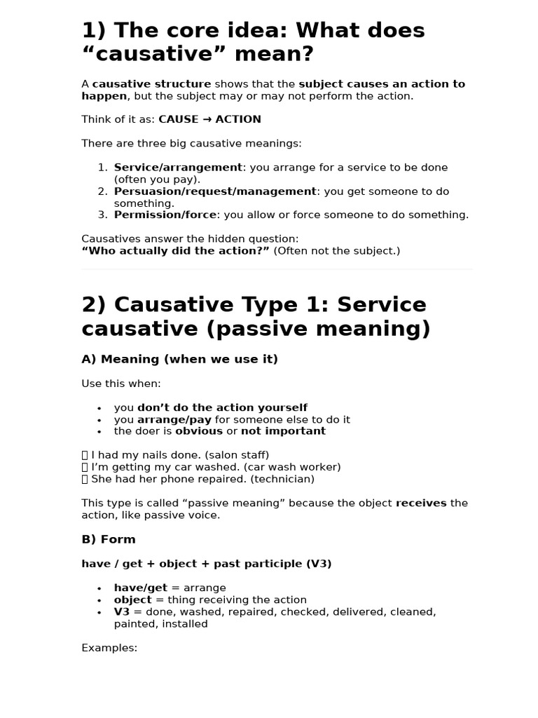 Understanding Causative Structures in English | PDF | Grammatical Tense ...