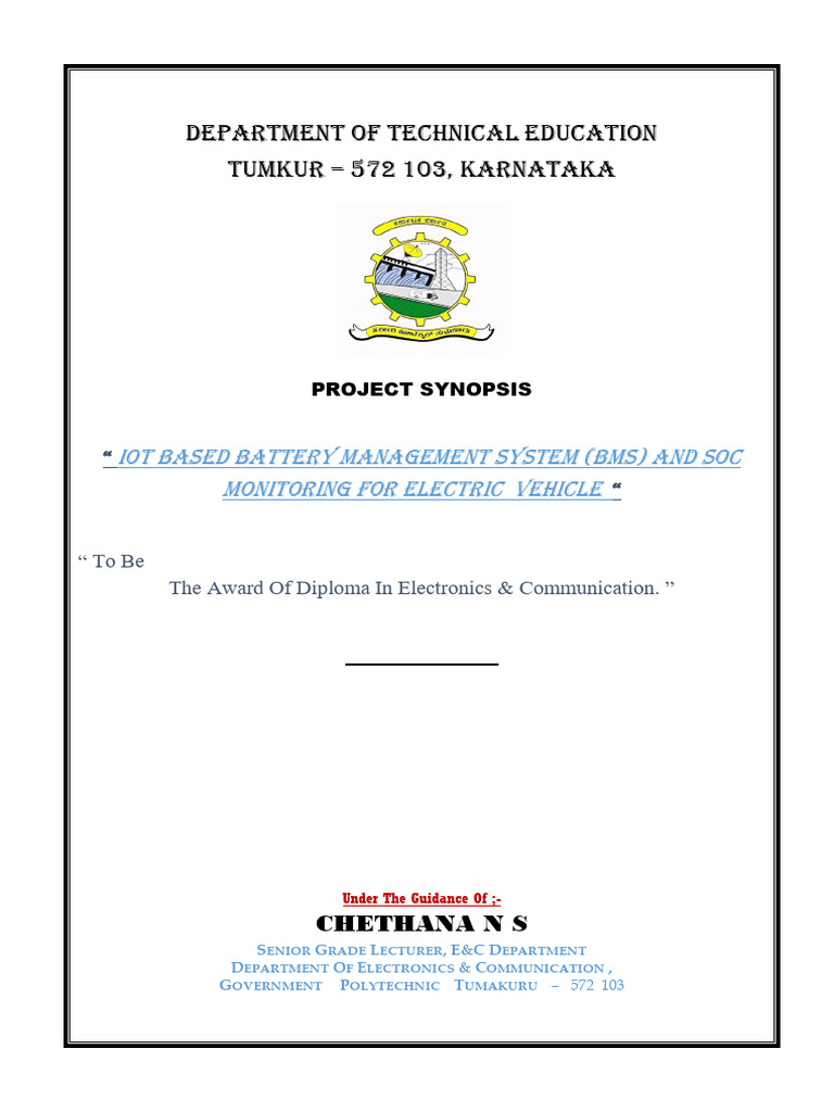 Project Synopsis(Chethana Mam) | PDF | Internet Of Things | System On A ...