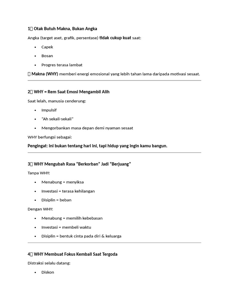Makna WHY untuk Kebebasan Finansial | PDF
