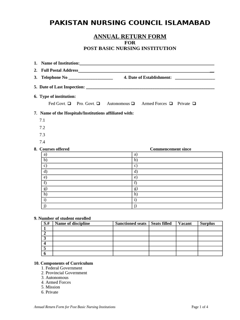 ARF Post Basic Nursing Institutions | PDF