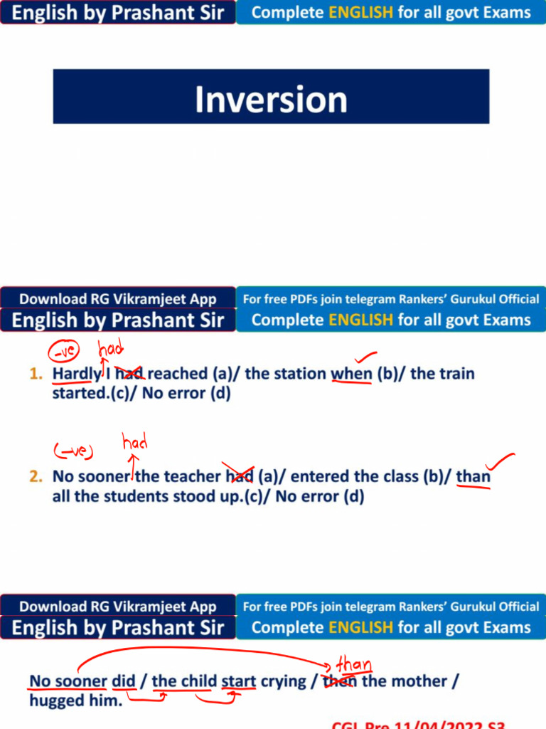 385) (INVERSION) Inversion Practice (Class Notes)-Kunal | PDF