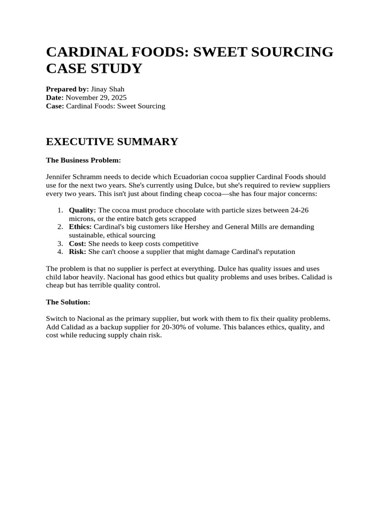 Cardinal Foods | PDF | Bribery | Supply Chain