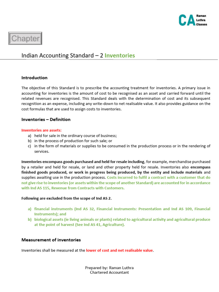 Indian Accounting Standard 2: Inventories | PDF | Inventory | Fair Value