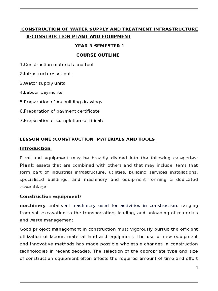 Water Supply Construction Equipment Guide | PDF | Loader (Equipment ...