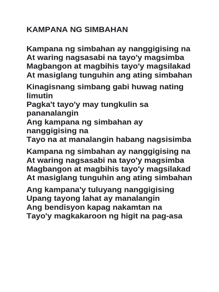 Kampana Ng Simbahan Lyrics | PDF