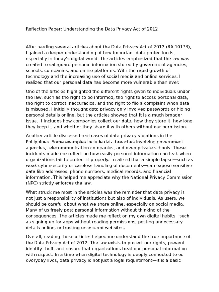 Insights on the Data Privacy Act 2012 | PDF | Privacy | Information Privacy
