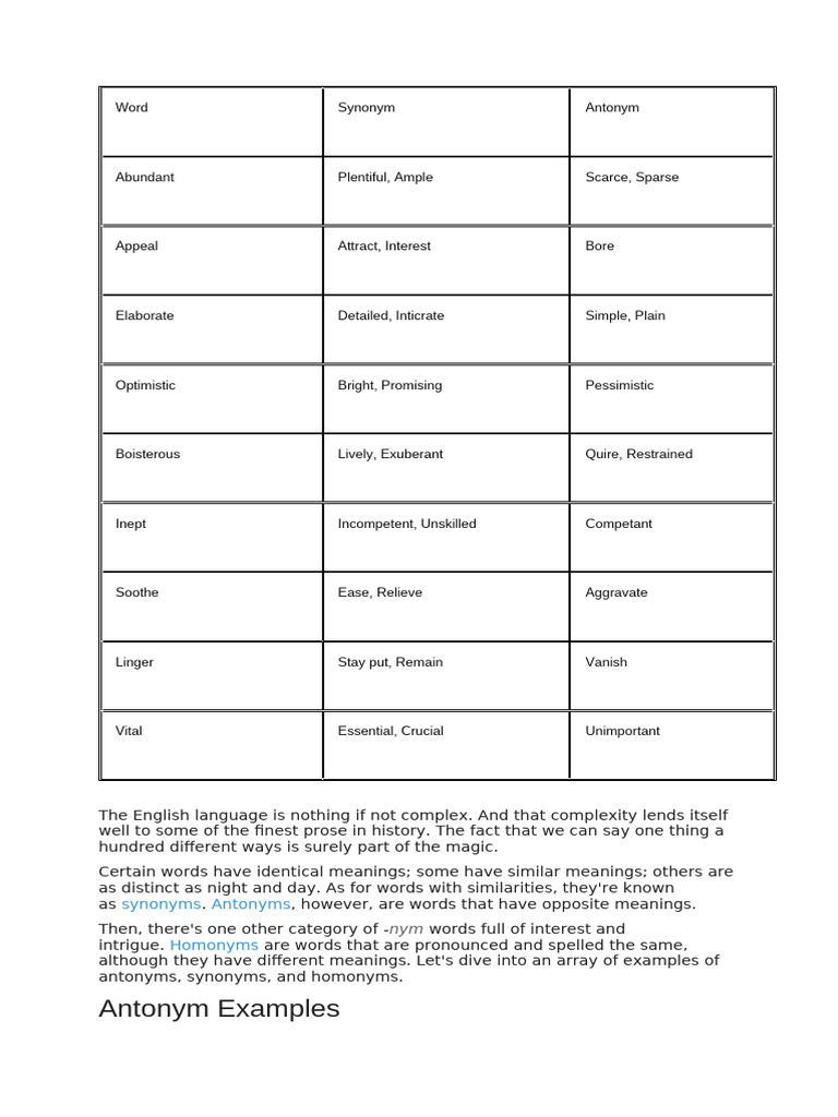 Synonyms, Antonyms & Homonyms | PDF | Lexical Semantics | Lexicology