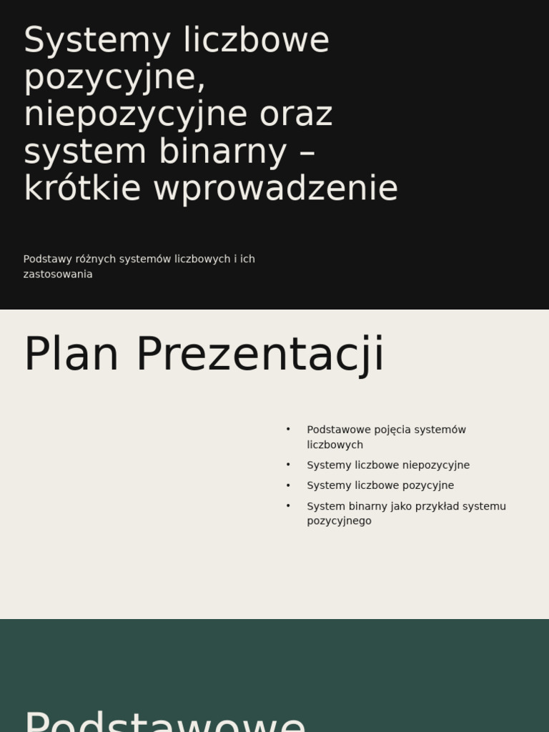 Systemy liczbowe pozycyjne, niepozycyjne oraz system binarny | PDF