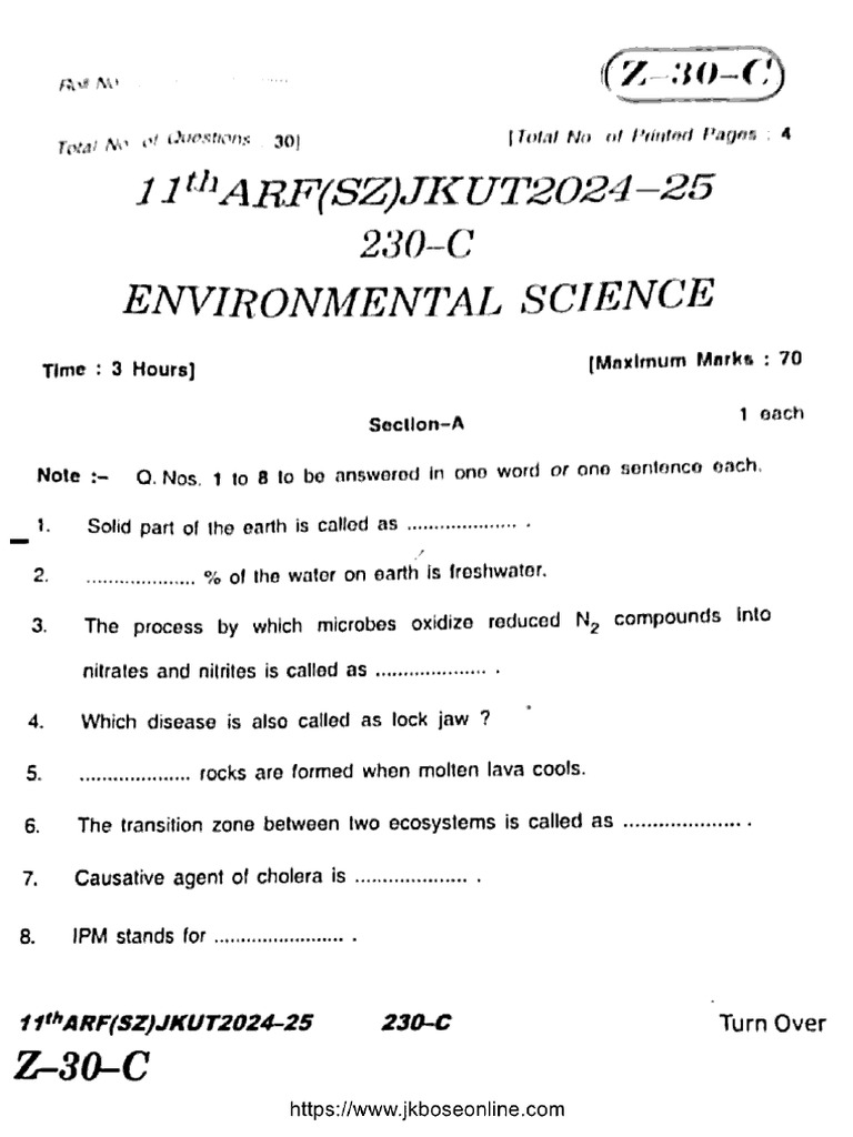 Jk Bose Class 11 Environmental Science 230 c 2025 | PDF