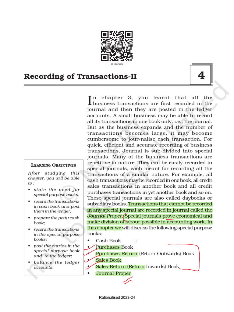 2 NCERT Recording of Transactions 2 | PDF | Debits And Credits | Cheque