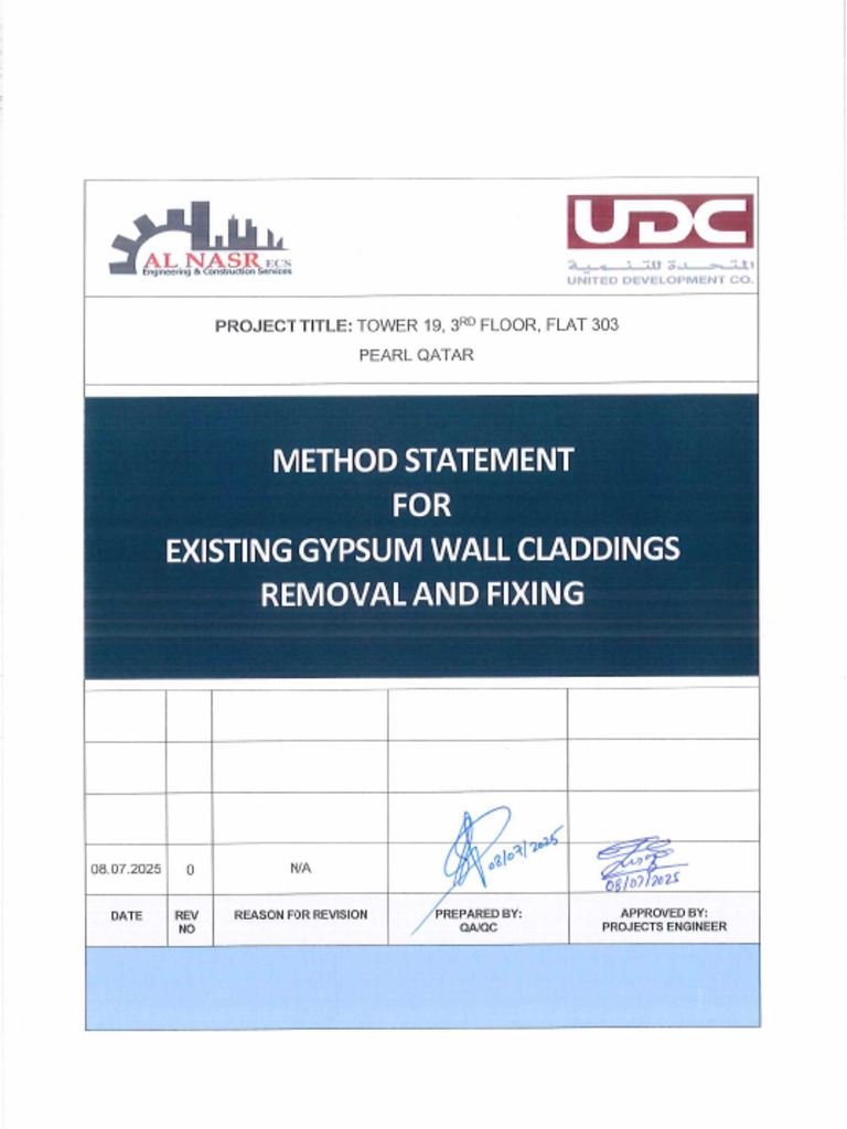 Method Statement - Gypsum Works | PDF