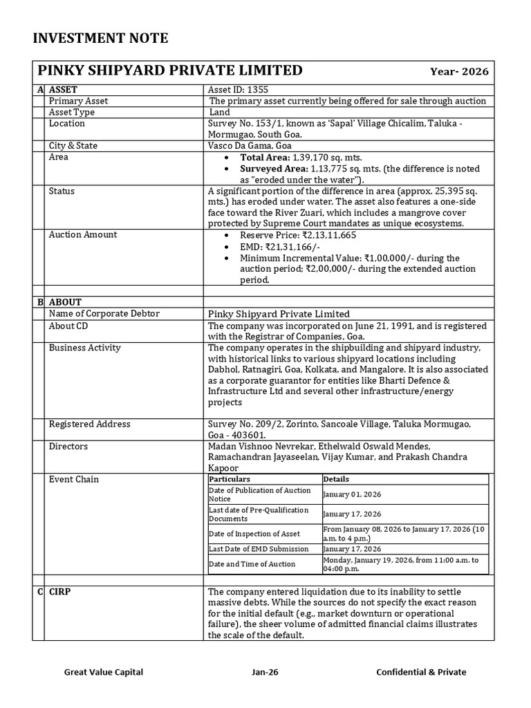Goa Land Auction Investment Note 2026 | PDF | Investing | Risk