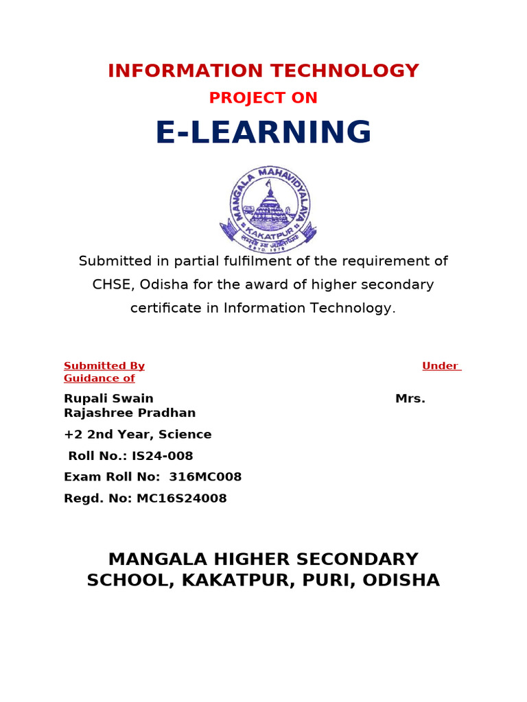 E-Learning Project Overview for IT | PDF | Educational Technology ...
