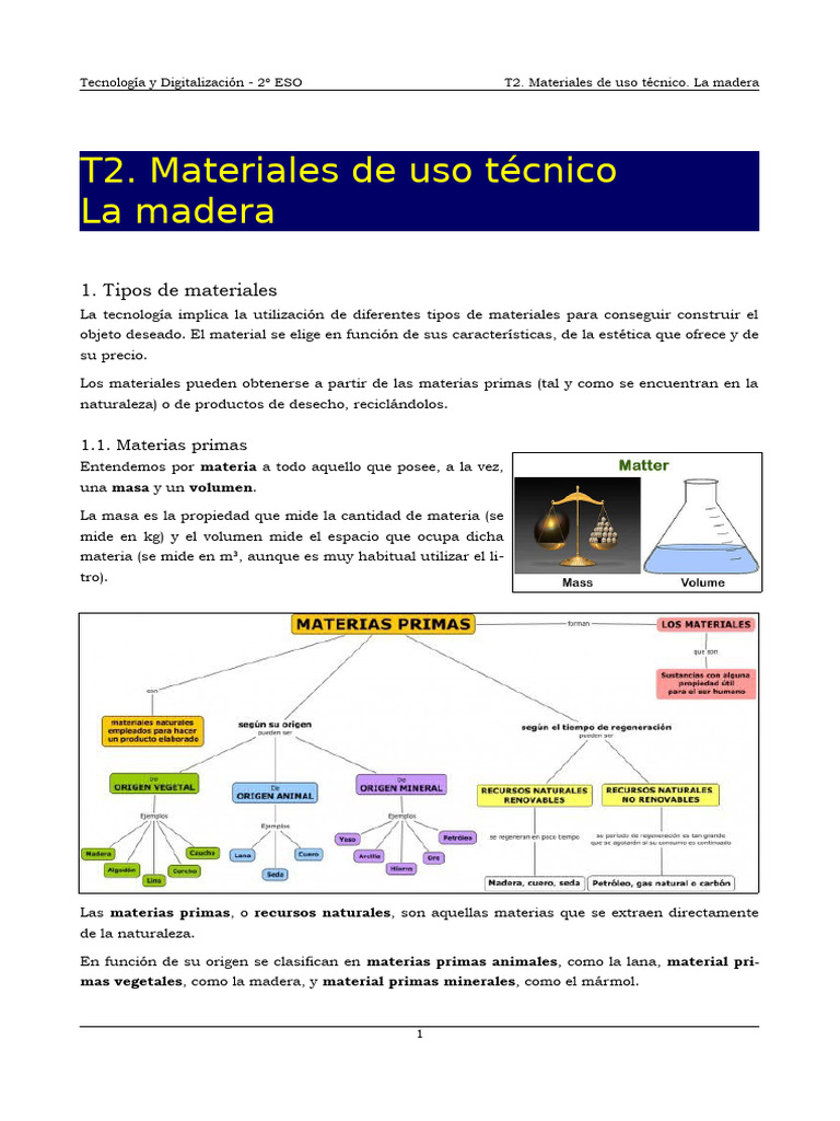 T2. Materiales de uso técnico. La madera | PDF | Madera | Conductor electrico