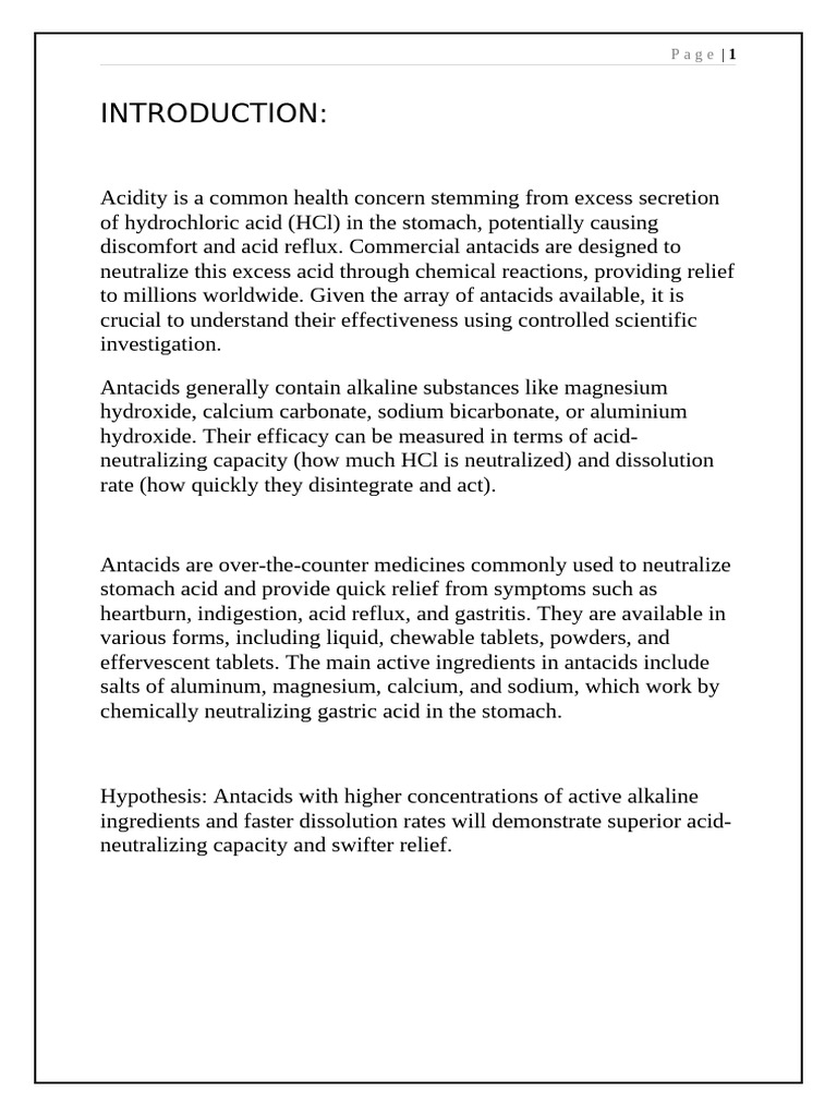 Antacid Efficacy: A Comparative Study | PDF | Chemical Compounds | Chemical Substances