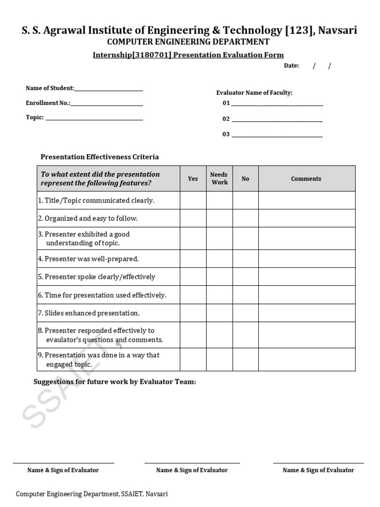 Presentation Evaluation Form | PDF