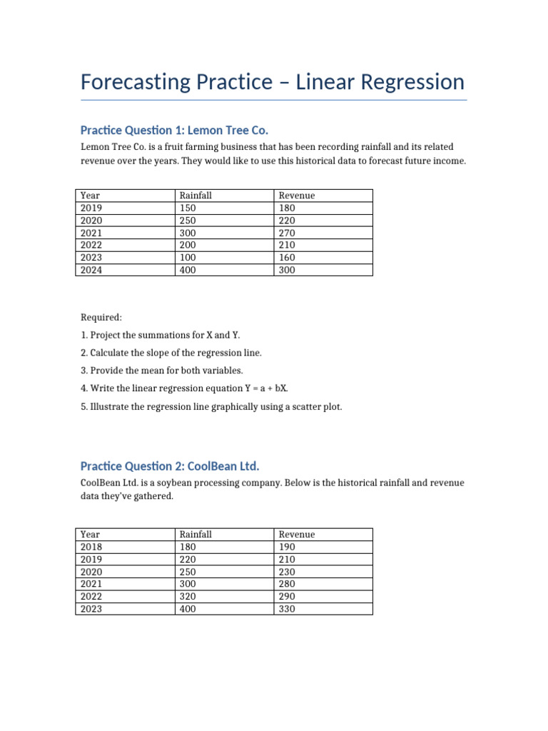 Operations management (CBMB022)-2025-Forecasting Practice Questions ...