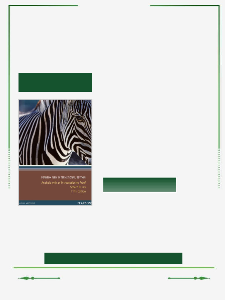 Analysis with an introduction to proof. Fifth Edition, Pearson New ...