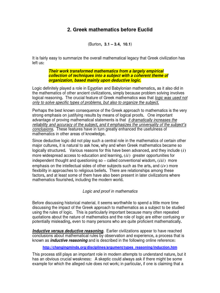 Greek Mathematics and Logical Proofs | PDF | Mathematics | Area