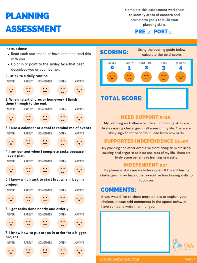 Executive Functioning Skills Assessment | PDF | Executive Functions ...