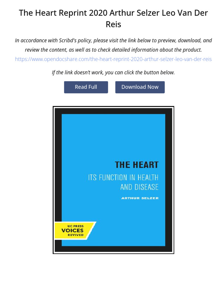 The Heart Reprint 2020 Arthur Selzer Leo Van Der Reis | PDF | Heart ...