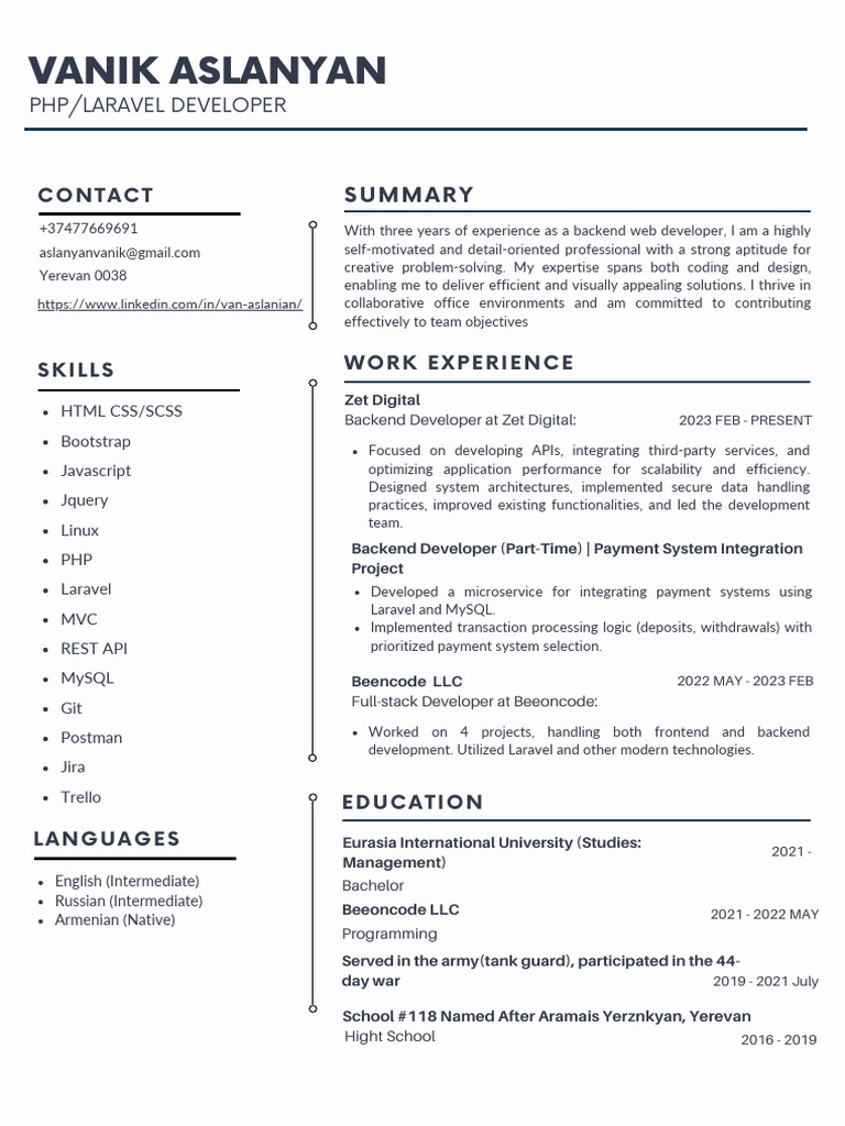 Blue and Gray Simple Professional CV Resume | PDF | Web Development ...