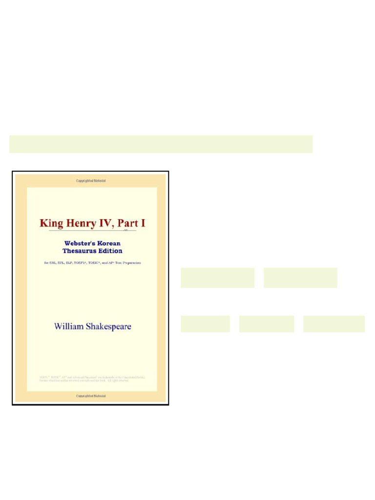 King Henry IV Part I Webster s Korean Thesaurus Edition William ...