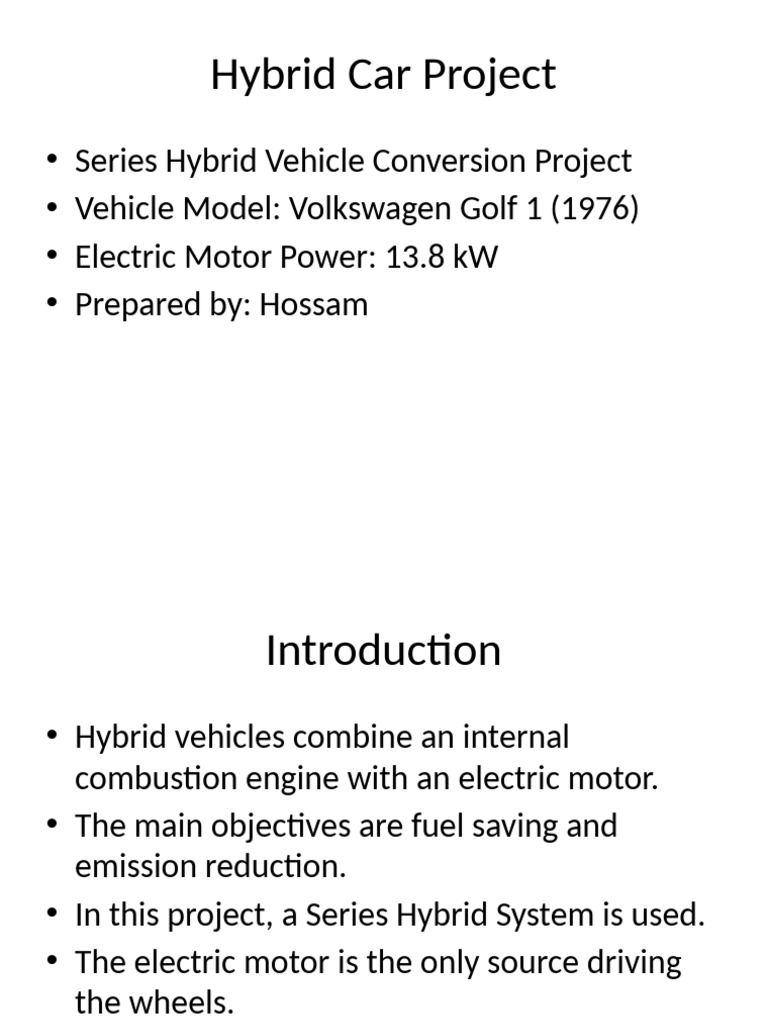 Series Hybrid Volkswagen Golf Project | PDF | Hybrid Vehicle | Electric Car