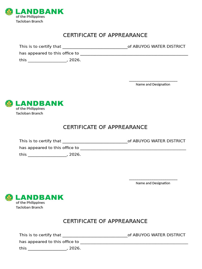 Certificate of Appearance Template | PDF