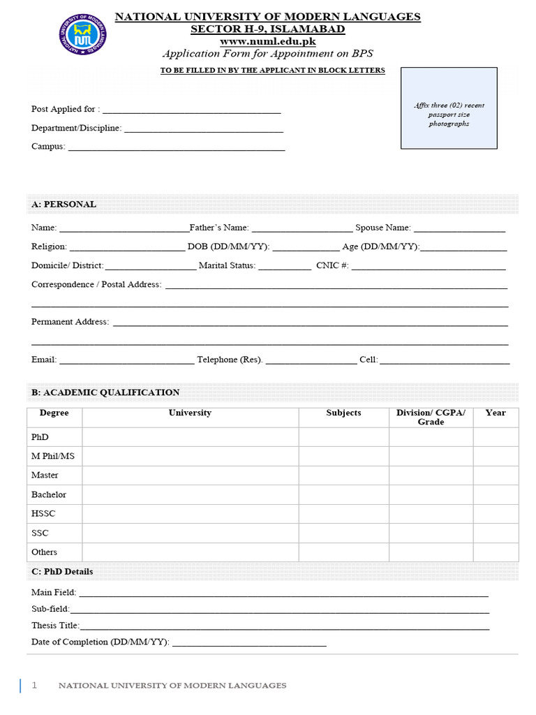 1763351379Job Application Form Regular Updated - Copy | PDF