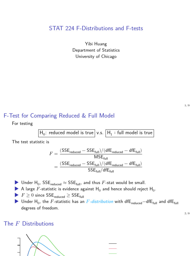 Ftests (1) | PDF | F Test | Analysis Of Variance