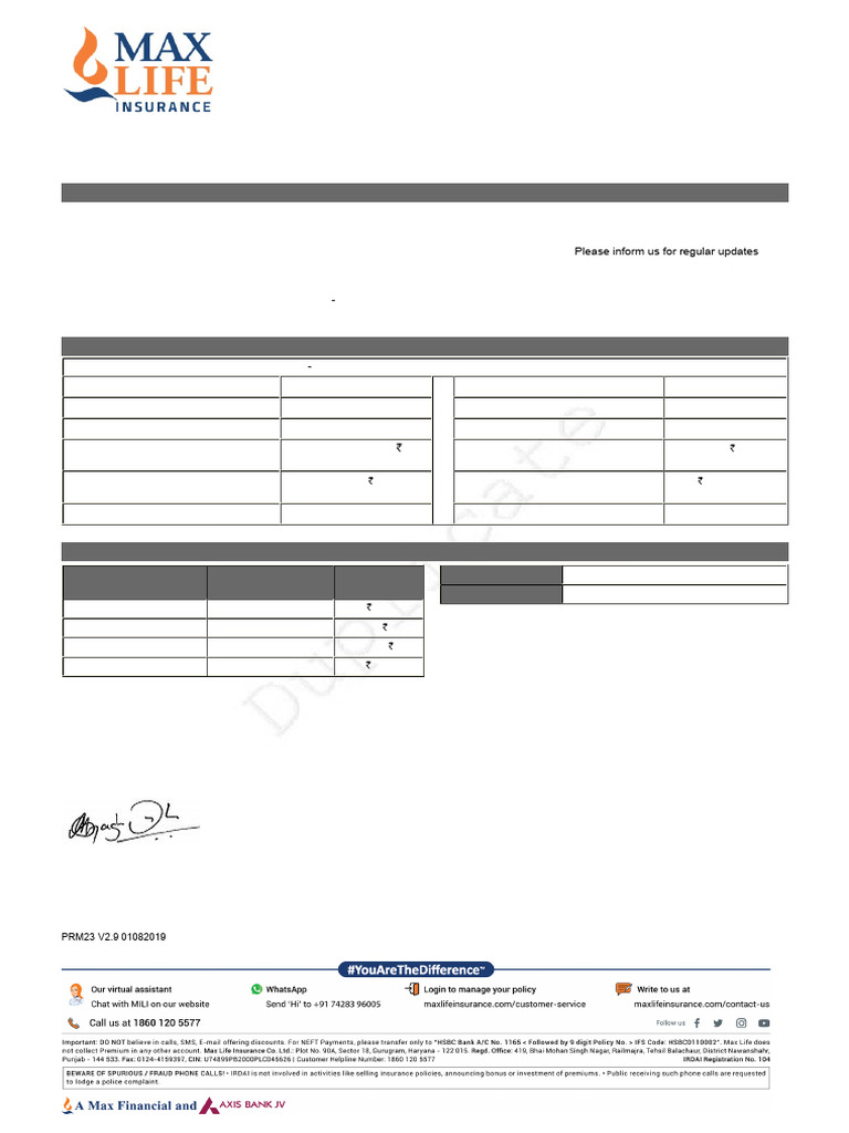 Max Life Smart Secure Plus Policy Details | PDF | Insurance | Taxes