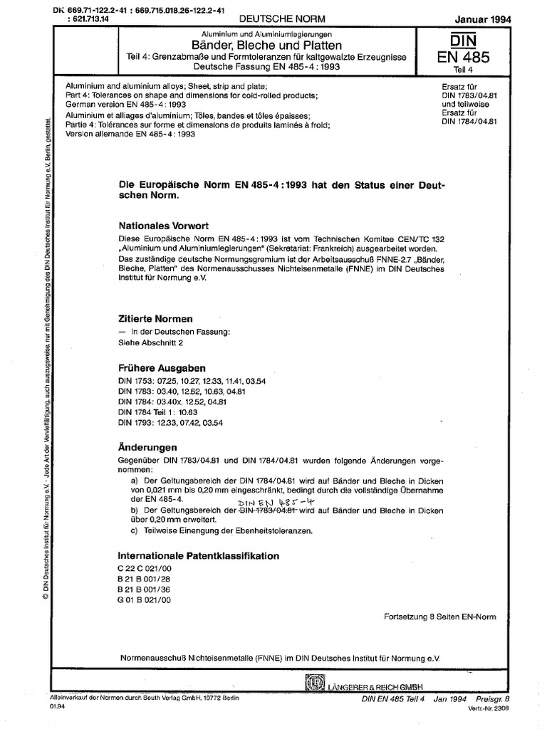 Din - en - 485-4 1994-01 | PDF