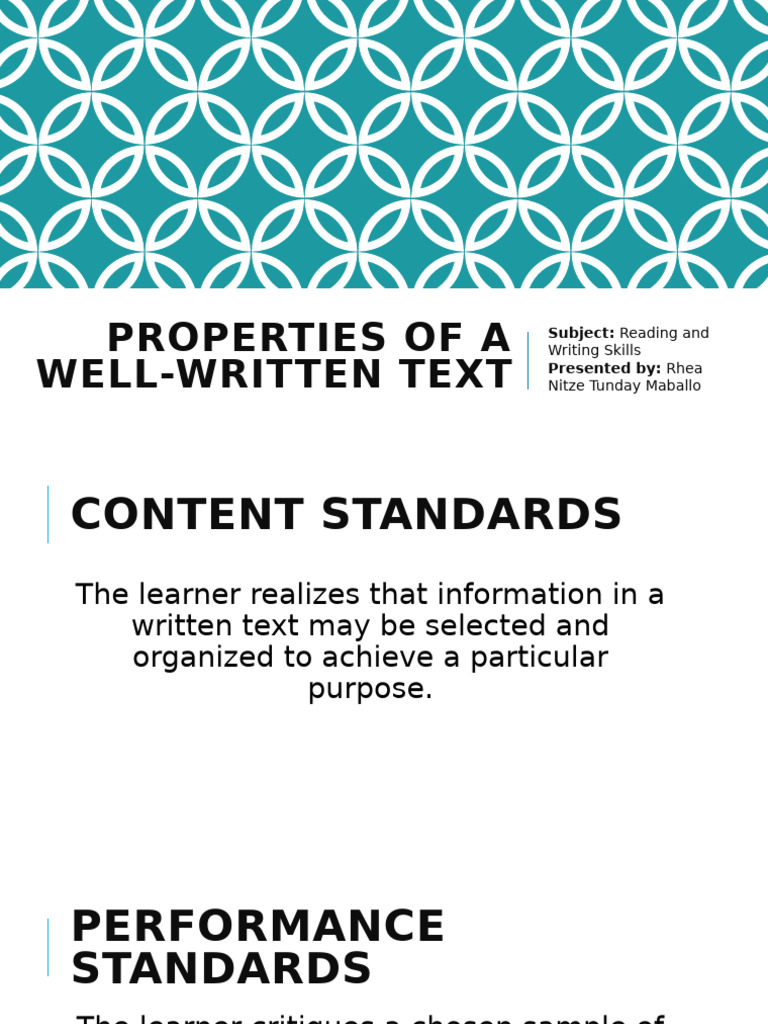 Properties of a Well-Written Text BABABABABBAB | PDF | Punctuation | Word